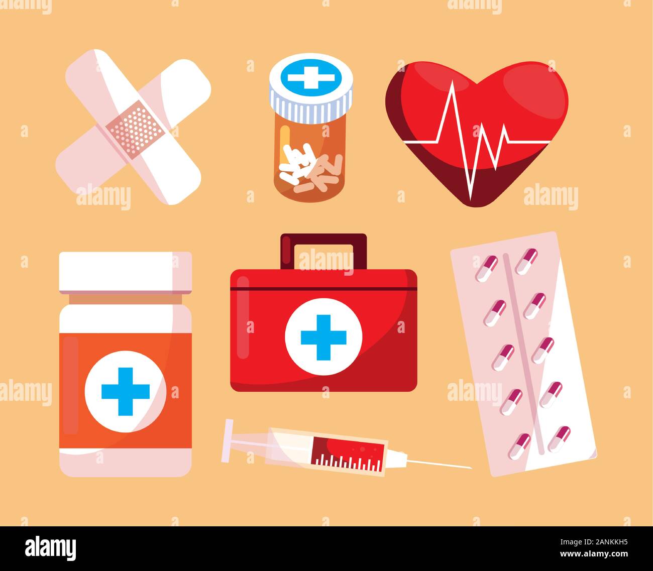 set of medical emergency first aid care icons vector illustration ...