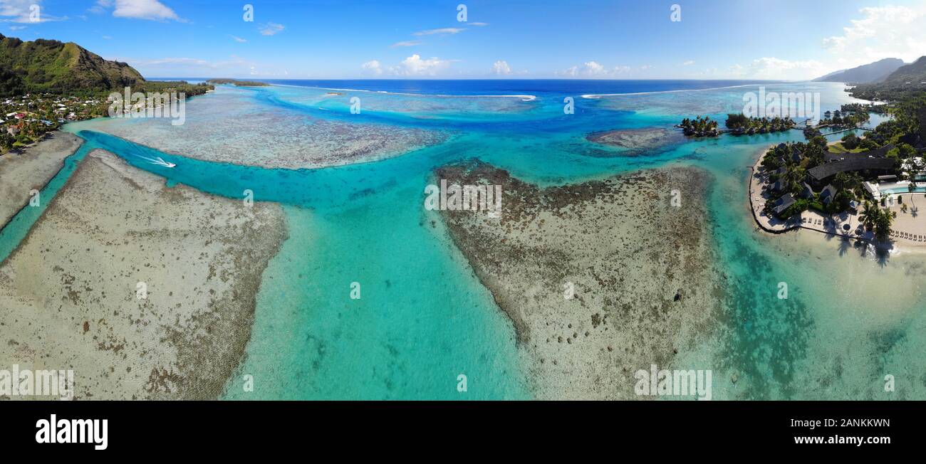 MOOREA, FRENCH POLYNESIA -30 NOV 2018- Aerial view of the ...
