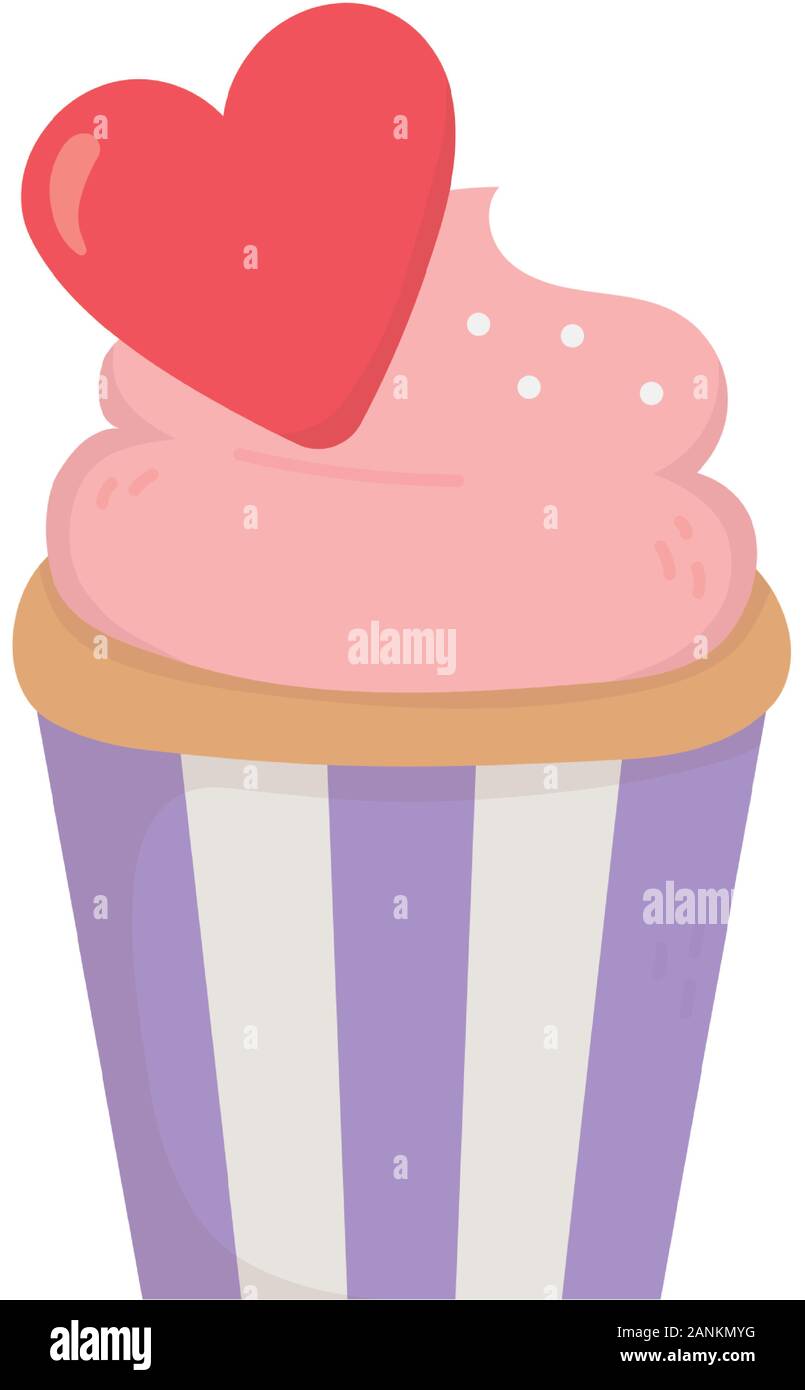 happy valentines day, sweet cupcake with red heart romantic celebration ...