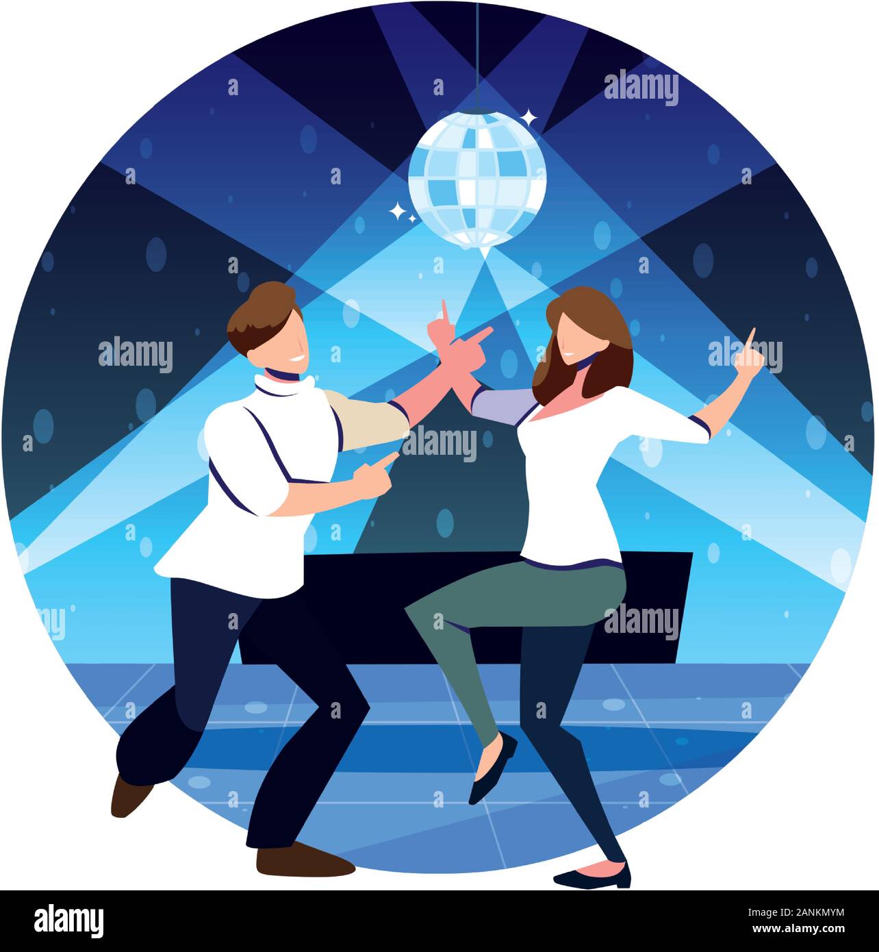 couple of people dancing in nightclub, party, dancing club, music and ...