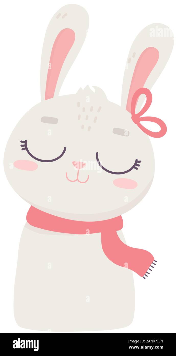 cute rabbit female with bows cartoon icon vector illustration Stock ...