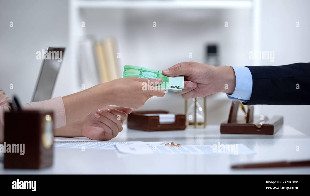 Attorney husband representative giving euros to wife, part of marital ...