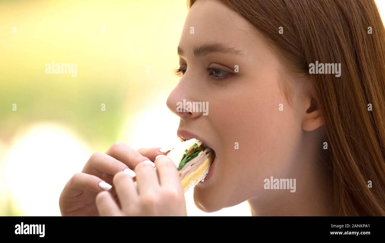 Girl sandwich ham hi-res stock photography and images - Alamy