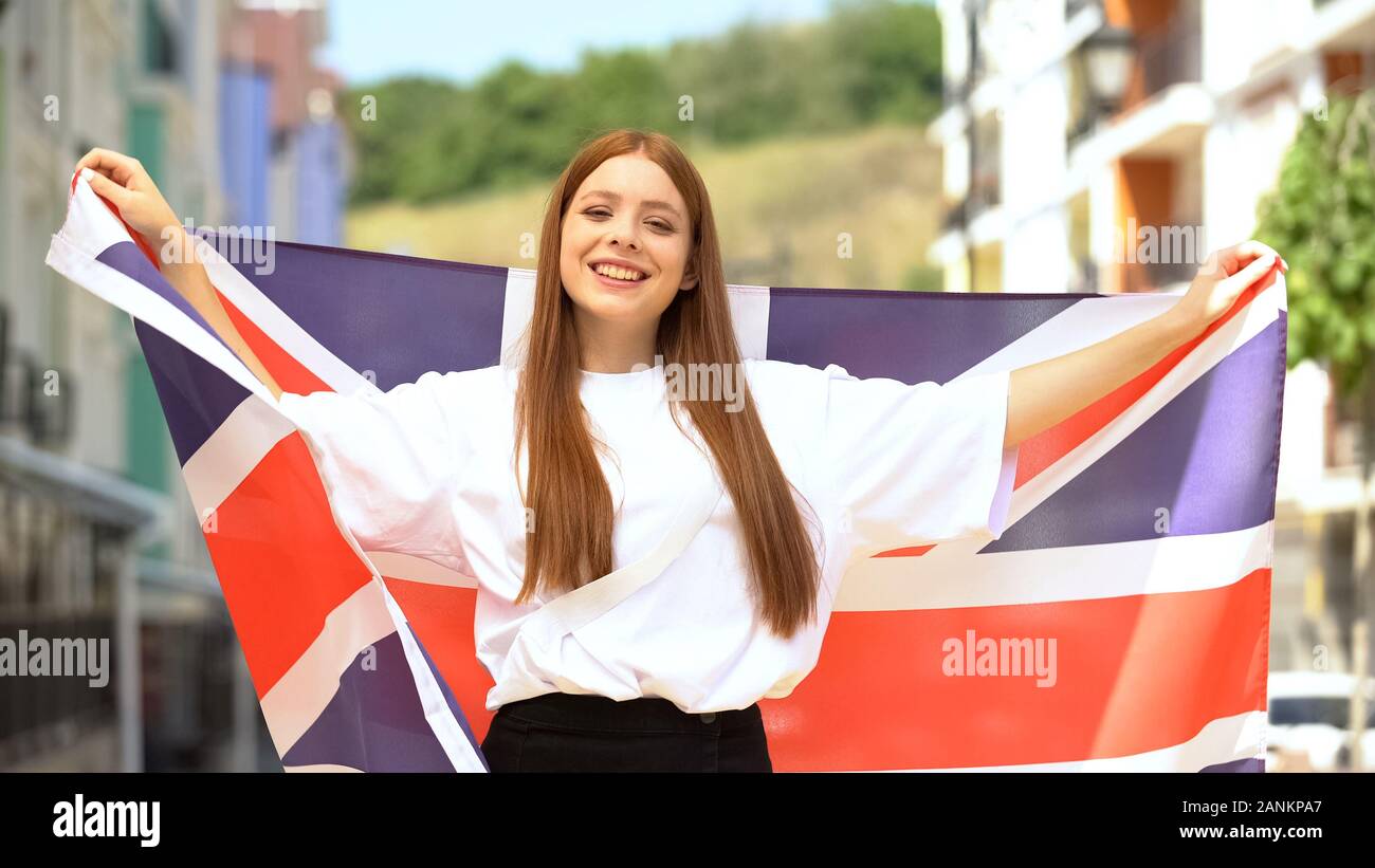Happy british female city hi-res stock photography and images - Alamy