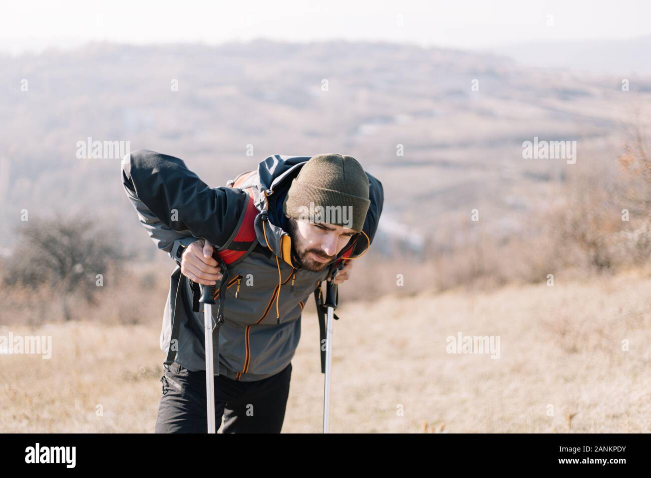 Tired hiker mountain hi-res stock photography and images - Alamy