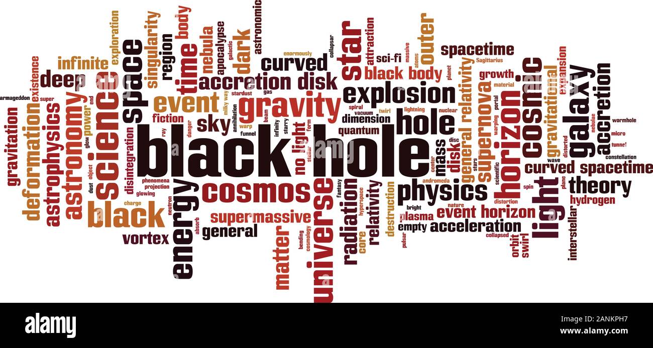 Black hole word cloud concept. Collage made of words about black hole ...