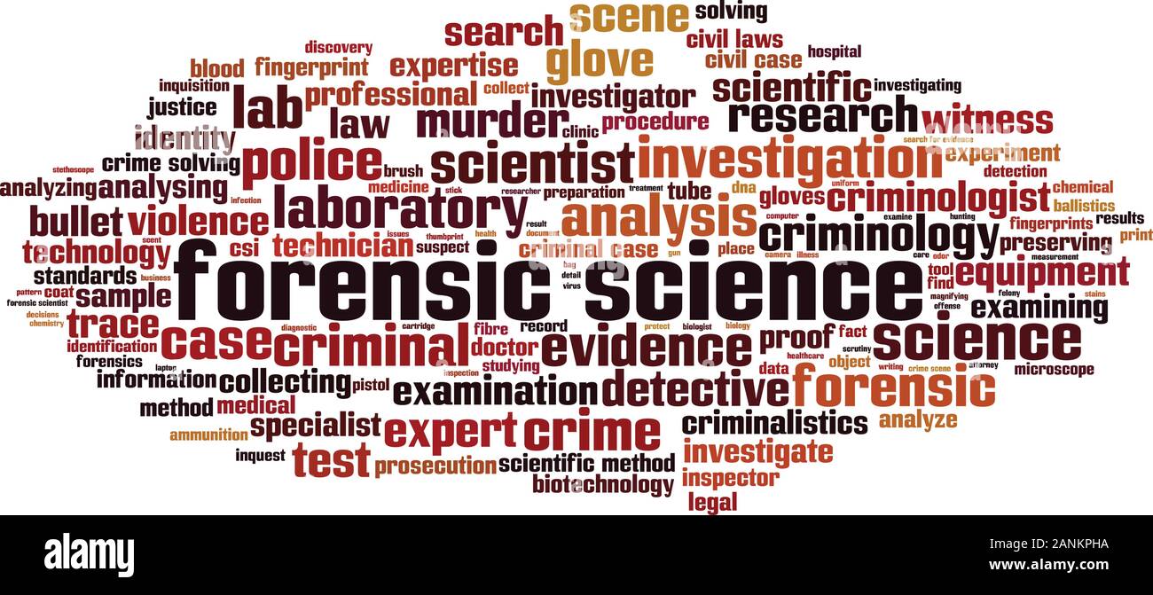 Forensic science word cloud concept. Collage made of words about ...