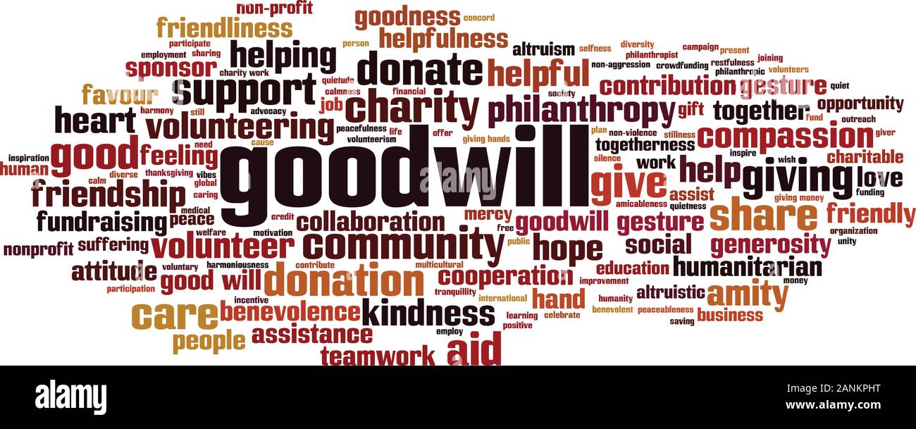 Goodwill word cloud concept. Collage made of words about goodwill ...