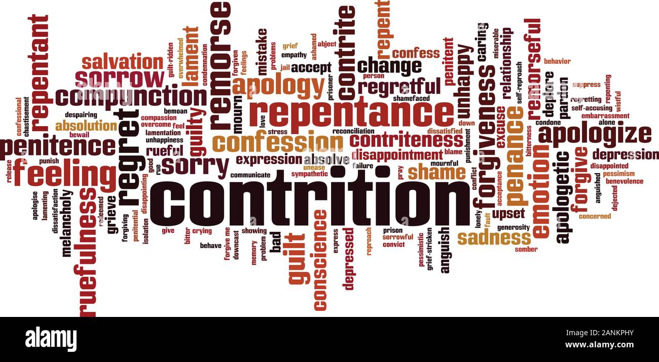 Contrition word cloud concept. Collage made of words about contrition ...