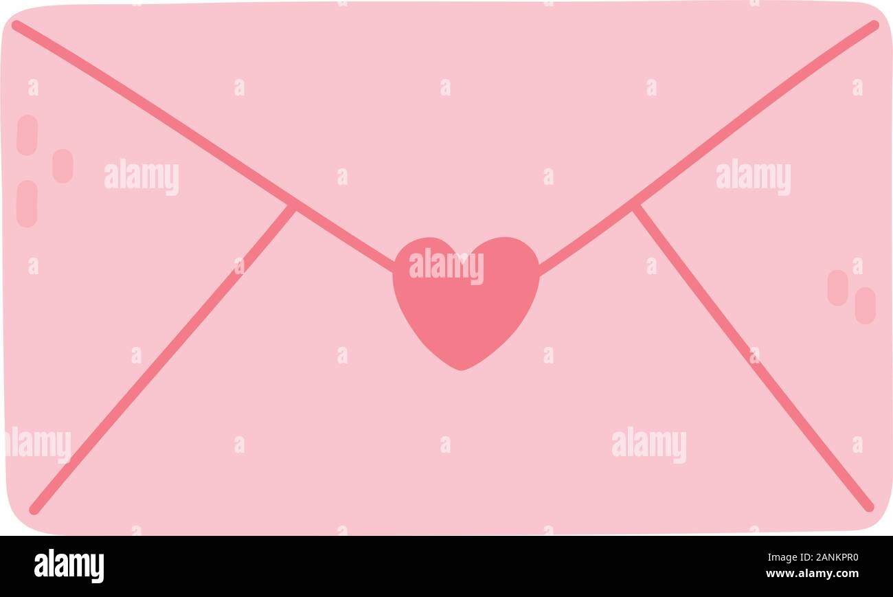 happy valentines day, pink envelope message letter card love vector ...