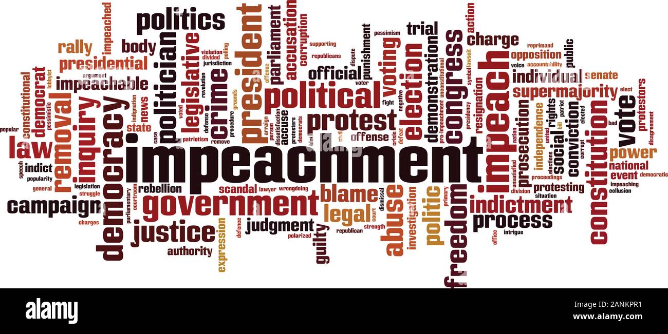 Impeachment cloud concept. Collage made of words about impeachment ...