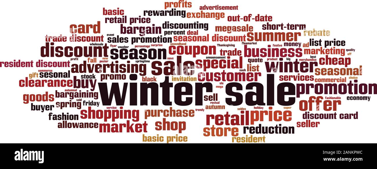 Winter sale word cloud concept. Collage made of words about winter sale ...