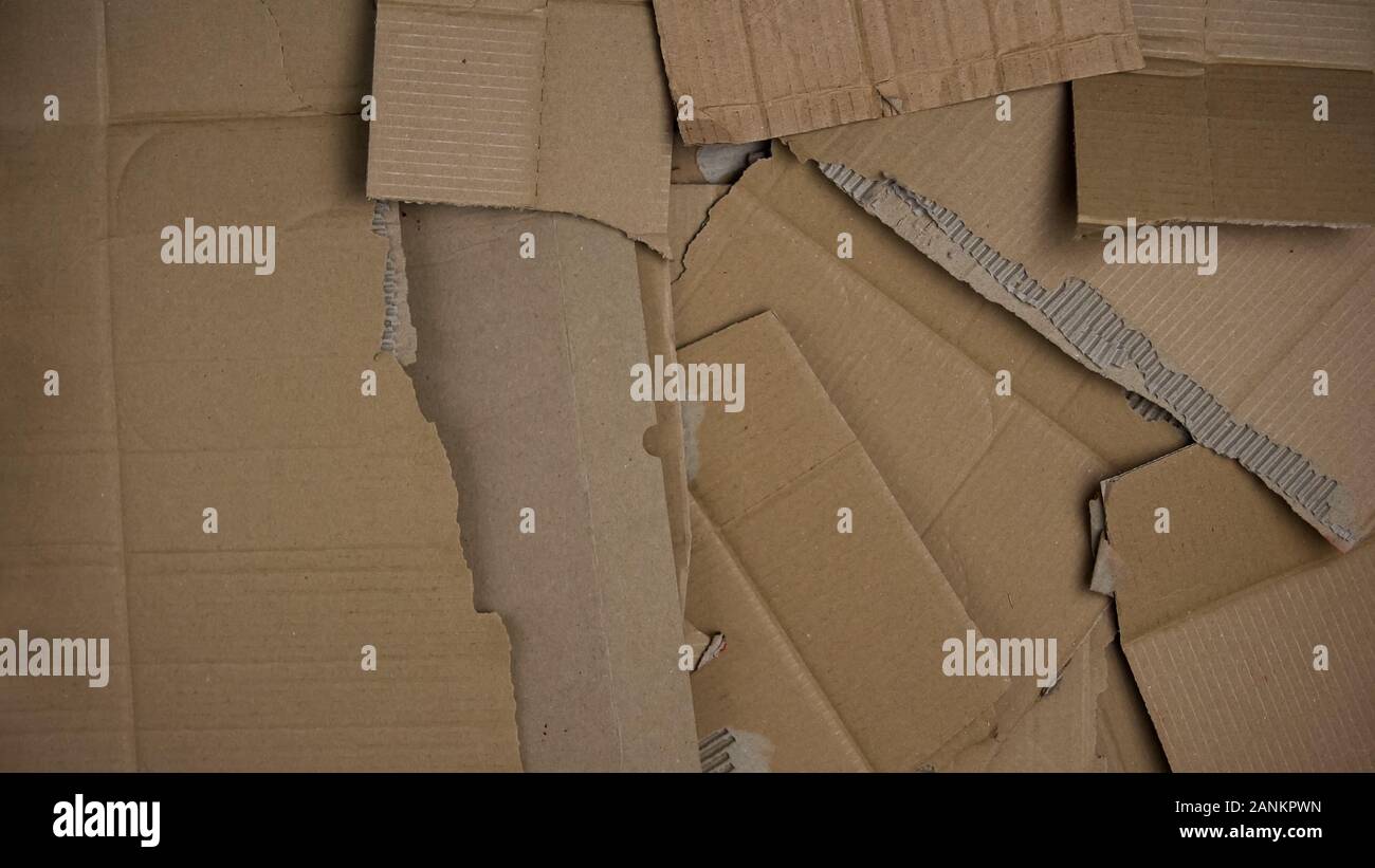 Pieces of cardboard lying on ground, homeless person sleeping place ...