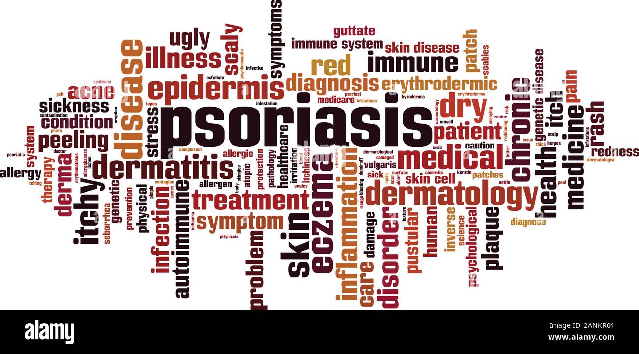 Psoriasis word cloud concept. Collage made of words about psoriasis ...