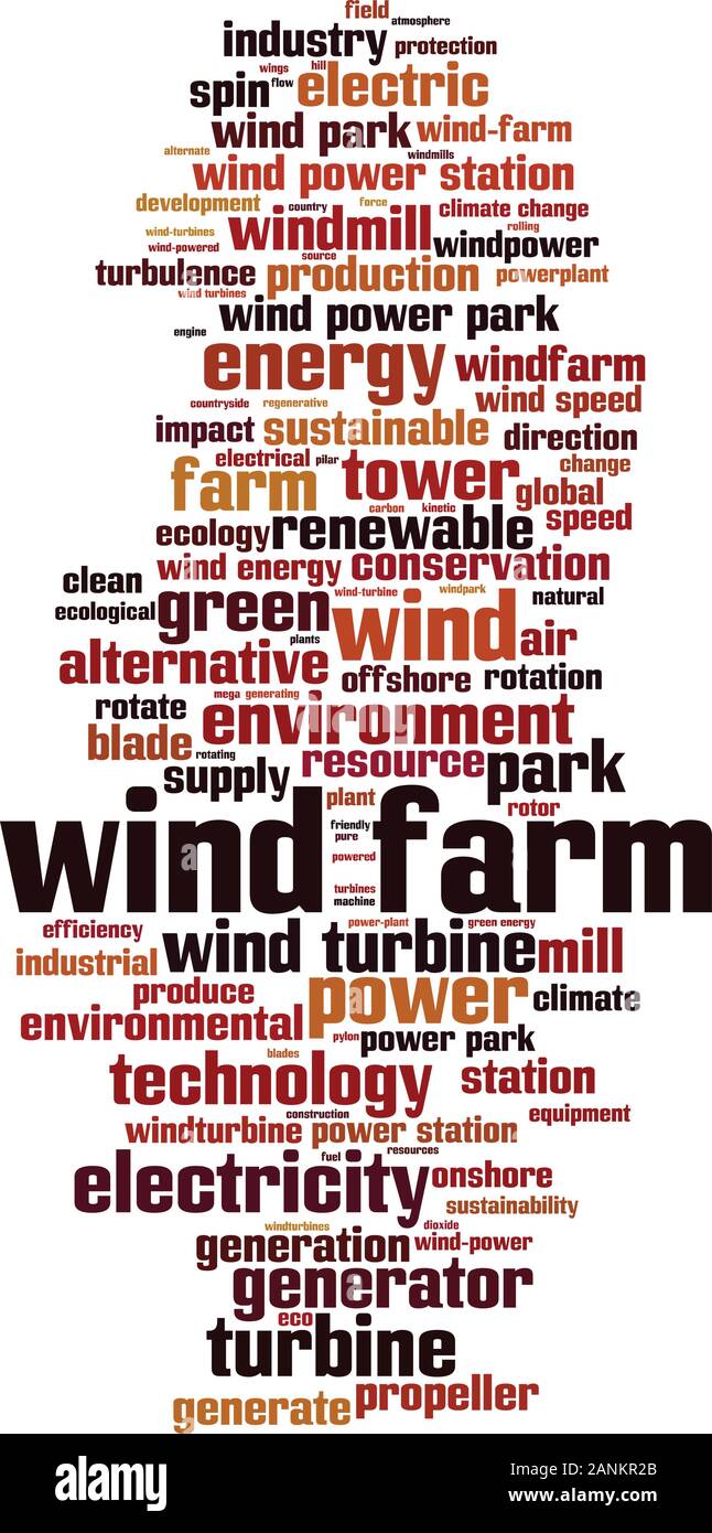 Wind farm word cloud concept. Collage made of words about wind farm ...