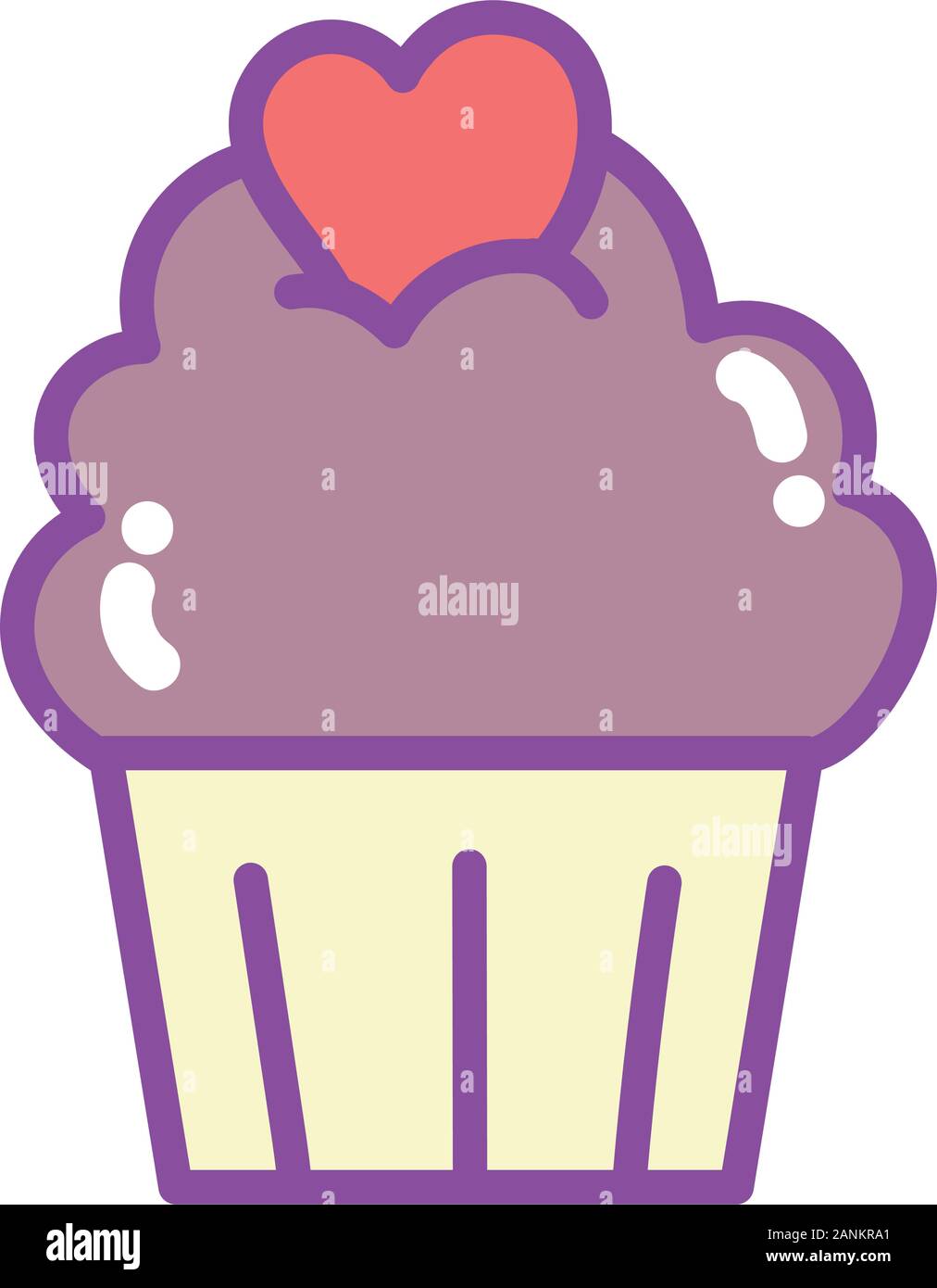 happy valentines day, sweet cupcake with heart celebration vector ...