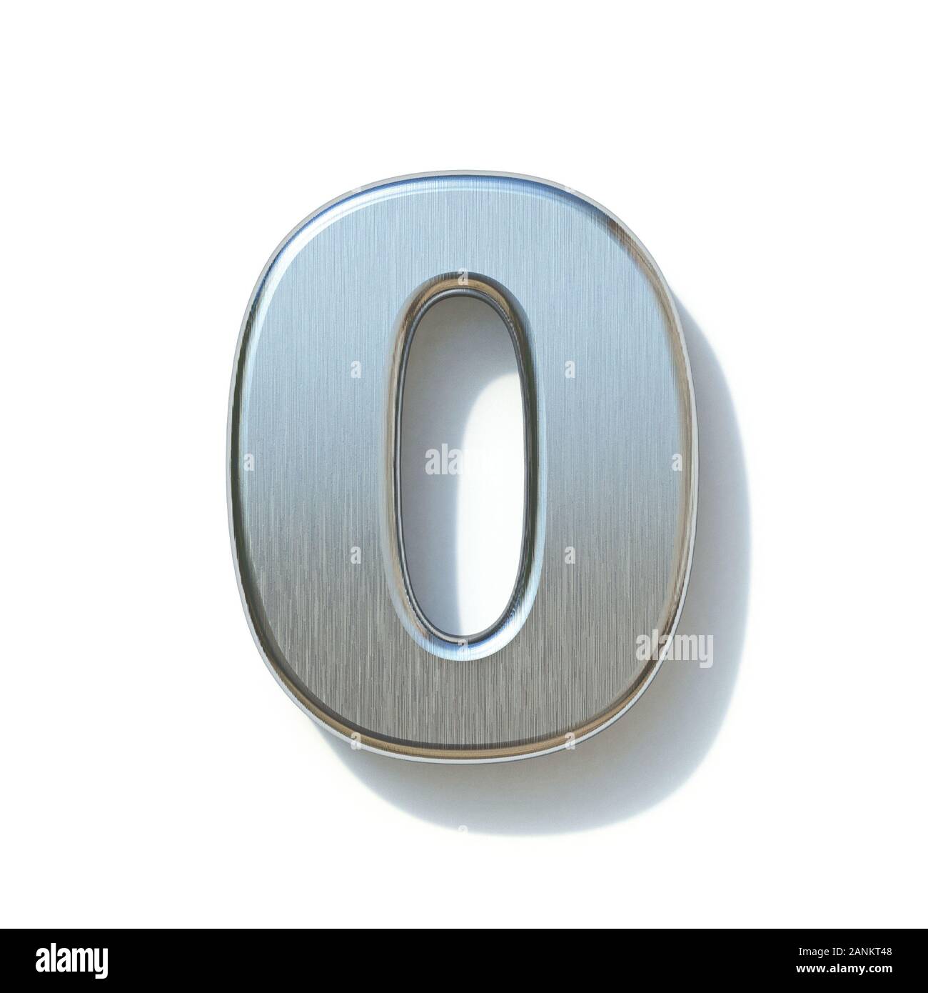 Brushed metal font Number 0 ZERO 3D render illustration isolated on ...