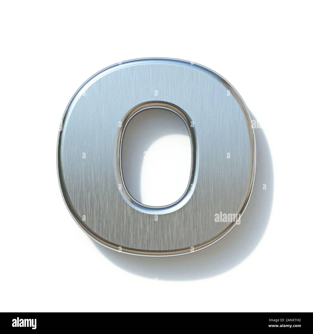 Brushed metal font Letter O 3D render illustration isolated on white ...