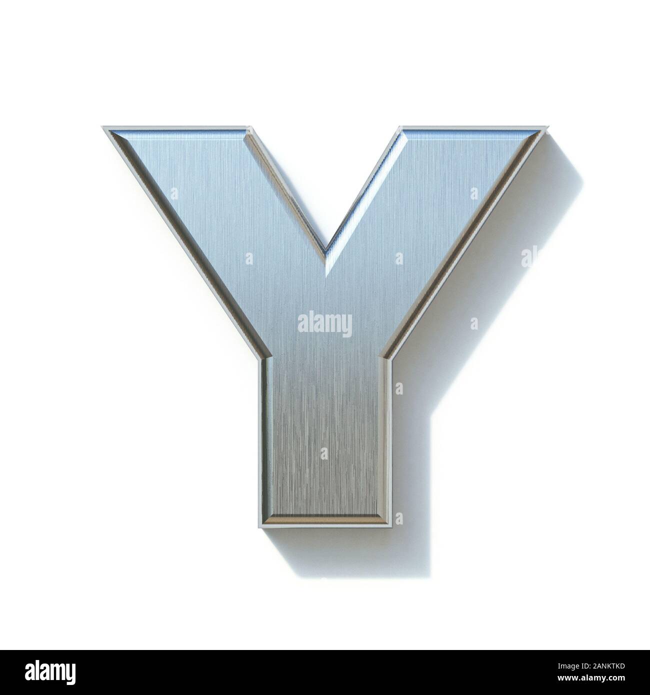 Brushed metal font Letter Y 3D render illustration isolated on white ...