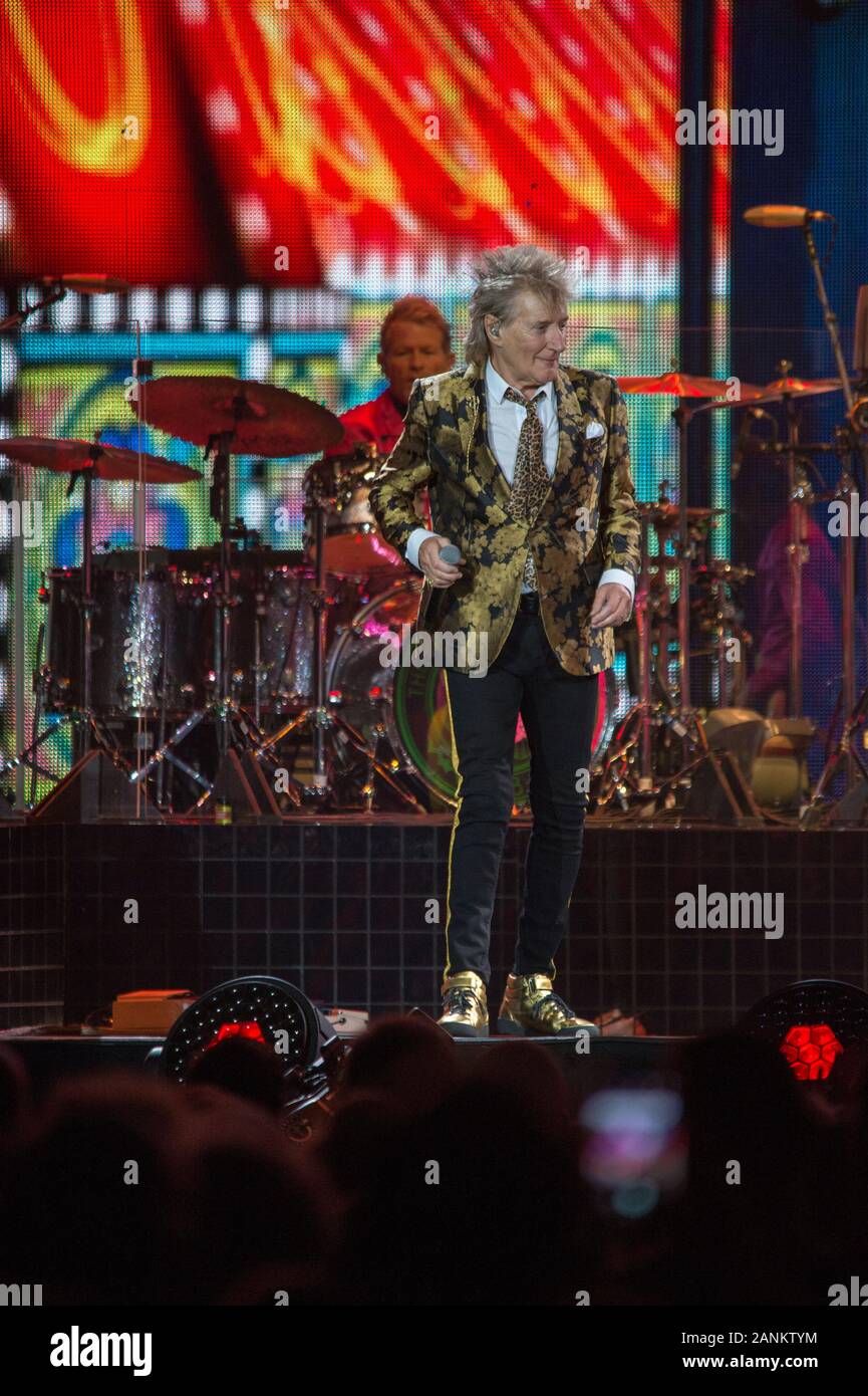 Rod Stewart performing live at the O2 Arena in London, United Kingdom ...