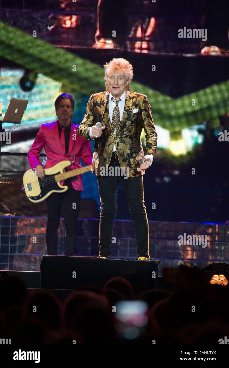 Rod Stewart performing live at the O2 Arena in London, United Kingdom ...