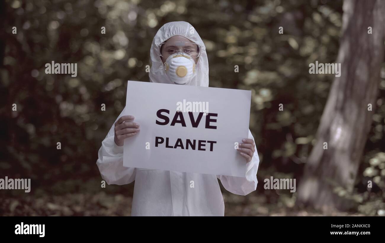 Save planet sign female hands, radiation danger research, toxic planet ...
