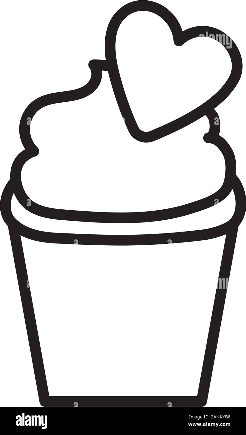 happy valentines day, sweet cupcake heart love snack vector ...