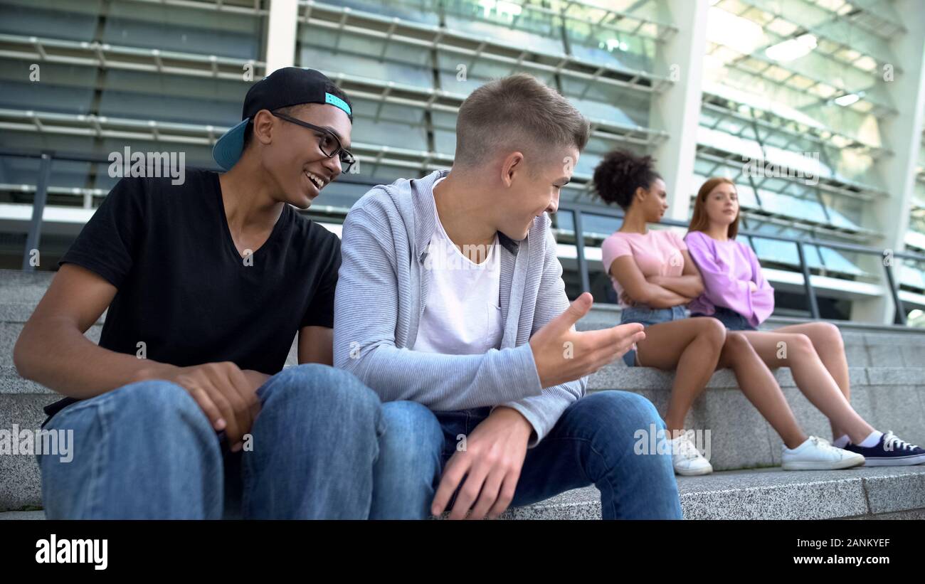Laughing joking together teenagers hi-res stock photography and images ...
