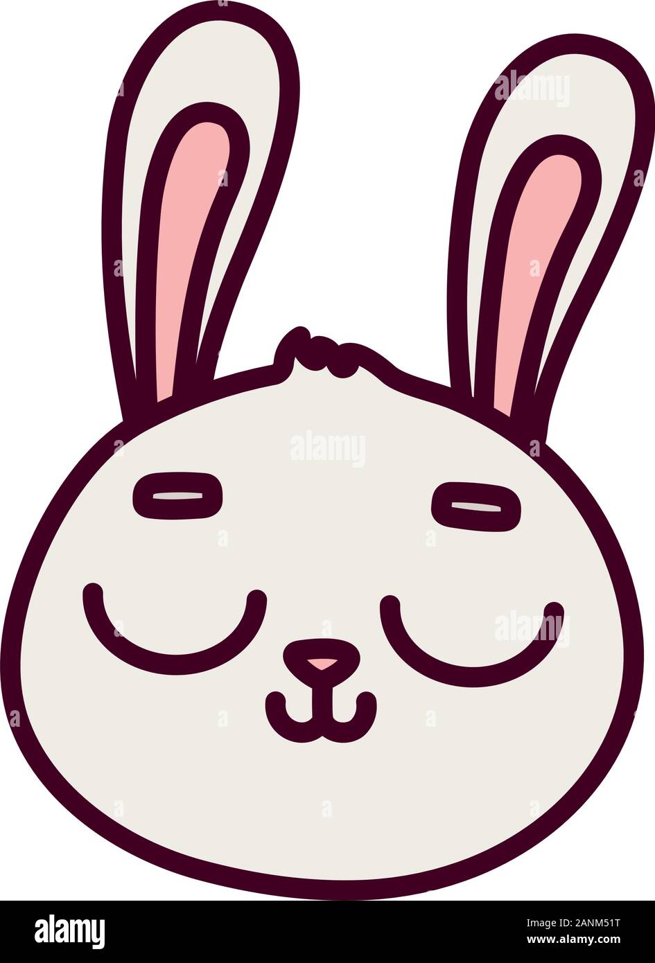 cute rabbit face close eyes cartoon icon vector illustration Stock ...