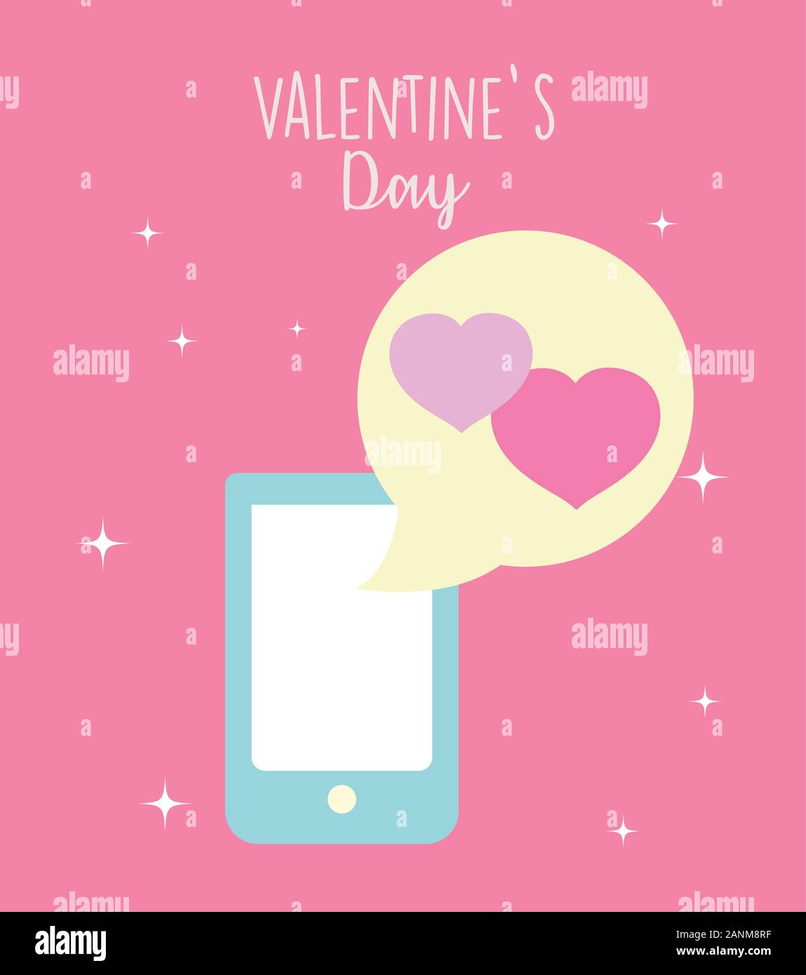 happy valentines day, smartphone speech bubbles hearts love celebration ...