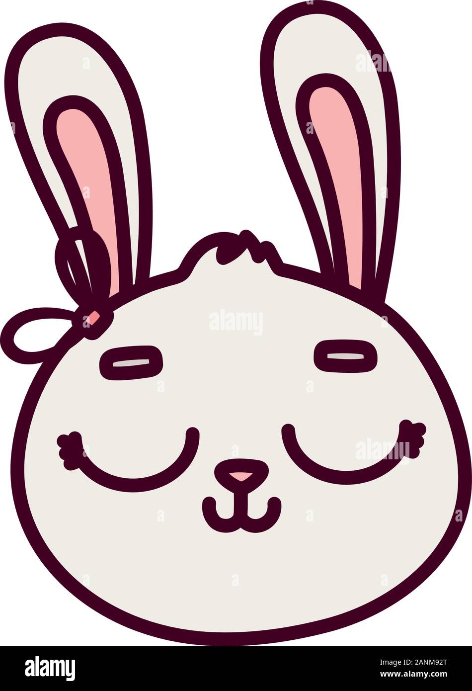 cute rabbit female face bow cartoon icon vector illustration Stock ...