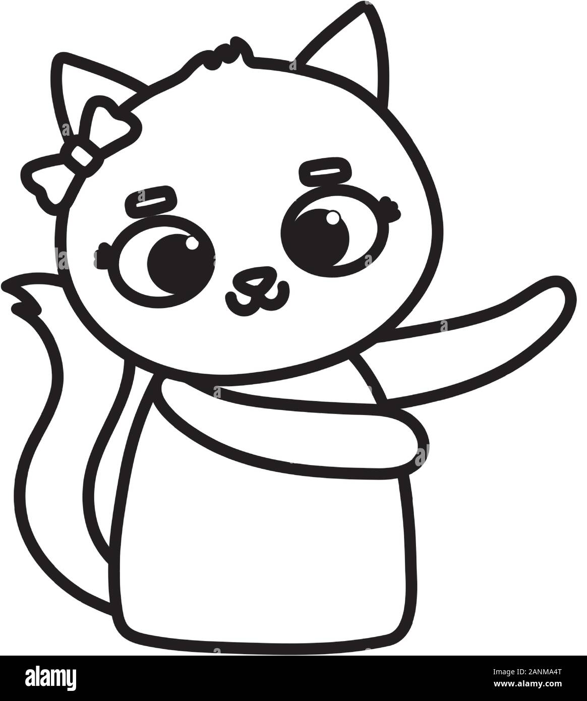 cute animal female cat with bow cartoon character vector illustration ...