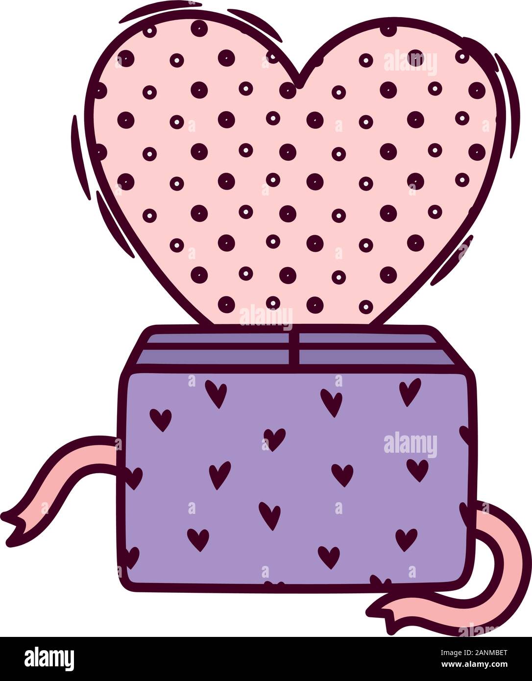 happy valentines day, cute gift box hearts love romantic vector ...