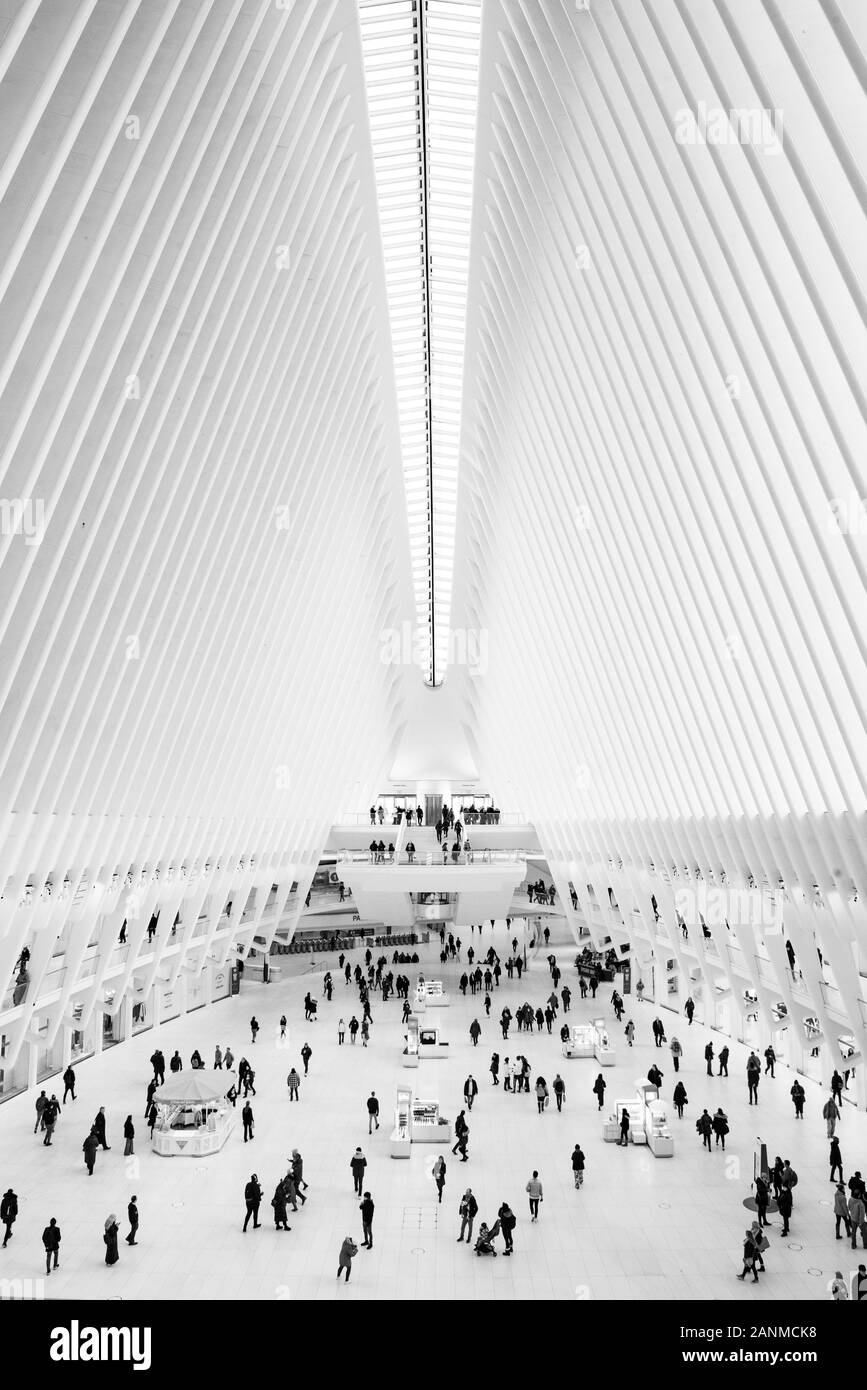 Black and White image of the Oculus, a memorial built after the ...