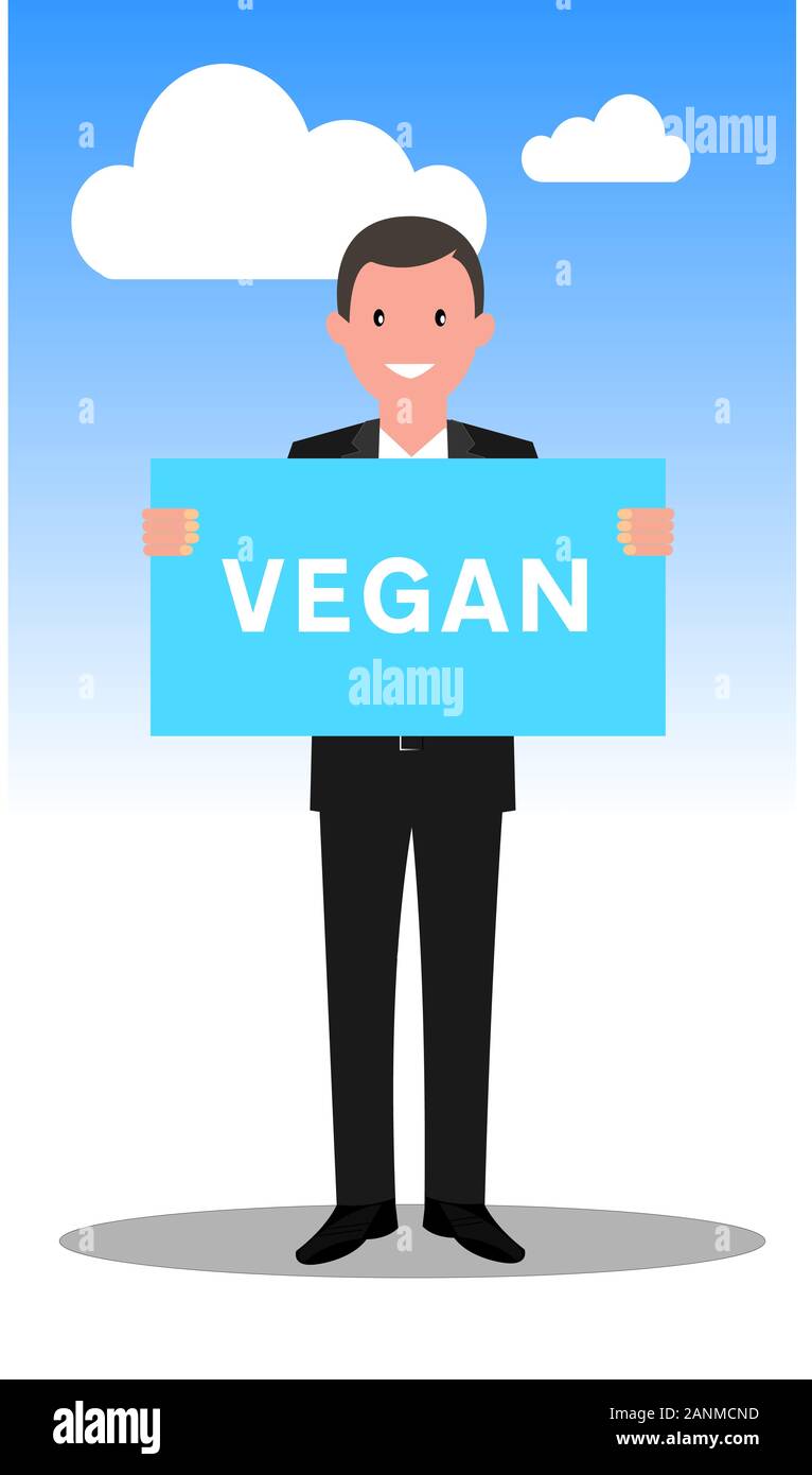 man with vegan board vector drawing Stock Photo - Alamy