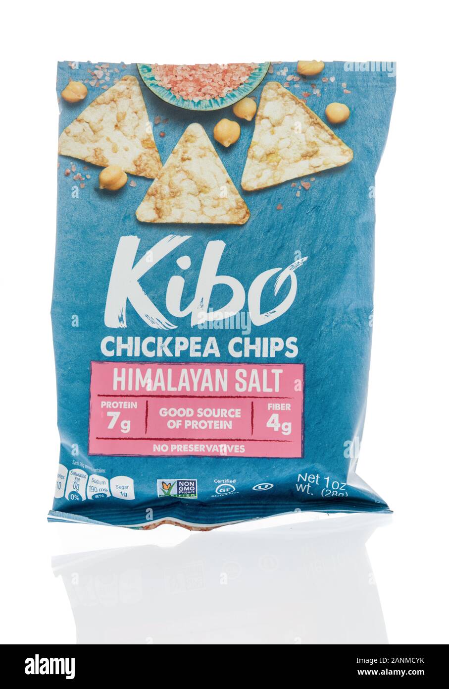 Winneconne, WI - 24 December 2019 : A package of Kibo chickpea chips ...
