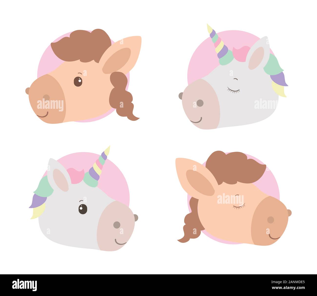 Cute horse and unicorn cartoon vector design Stock Vector Image & Art ...
