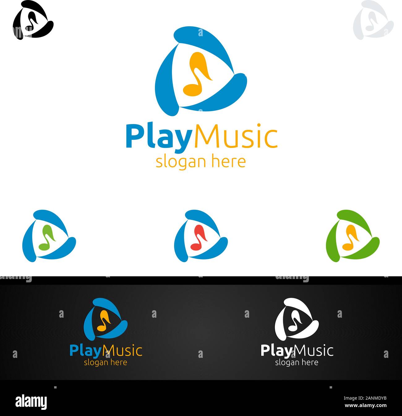 Abstract Music Logo with Note and Play Concept Stock Vector Image & Art ...