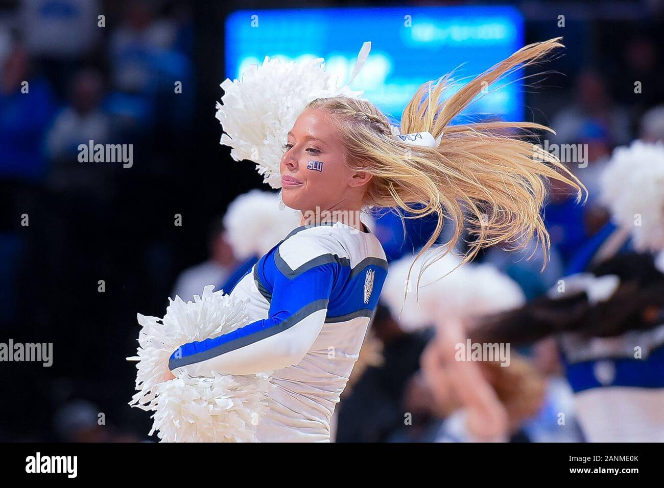 Jan 17, 2020: A member of the St. Louis cheerleaders performs during a ...