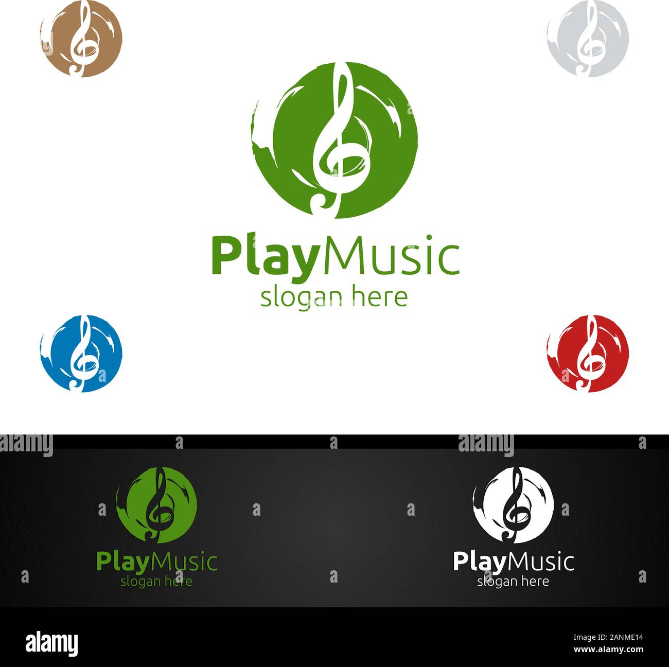 Abstract Music Logo with Note and Play Concept Stock Vector Image & Art ...