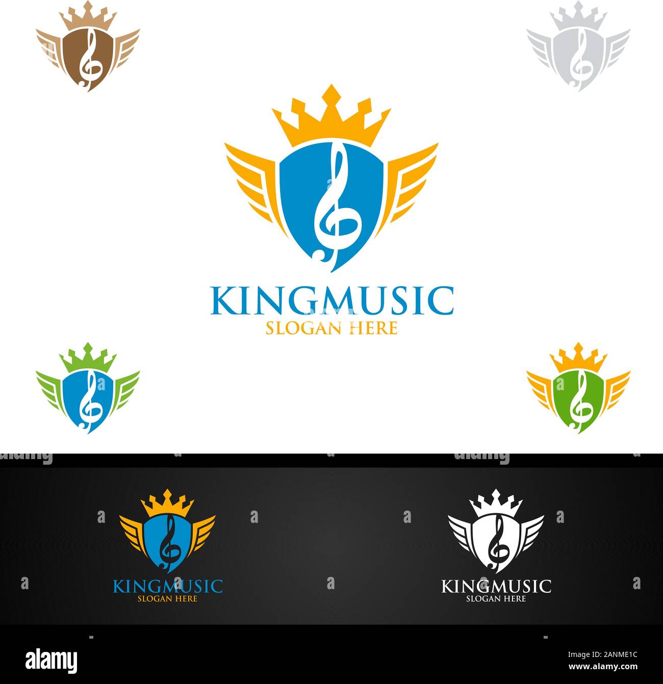 King Music Logo With Shield and Note Concept Stock Vector Image & Art ...