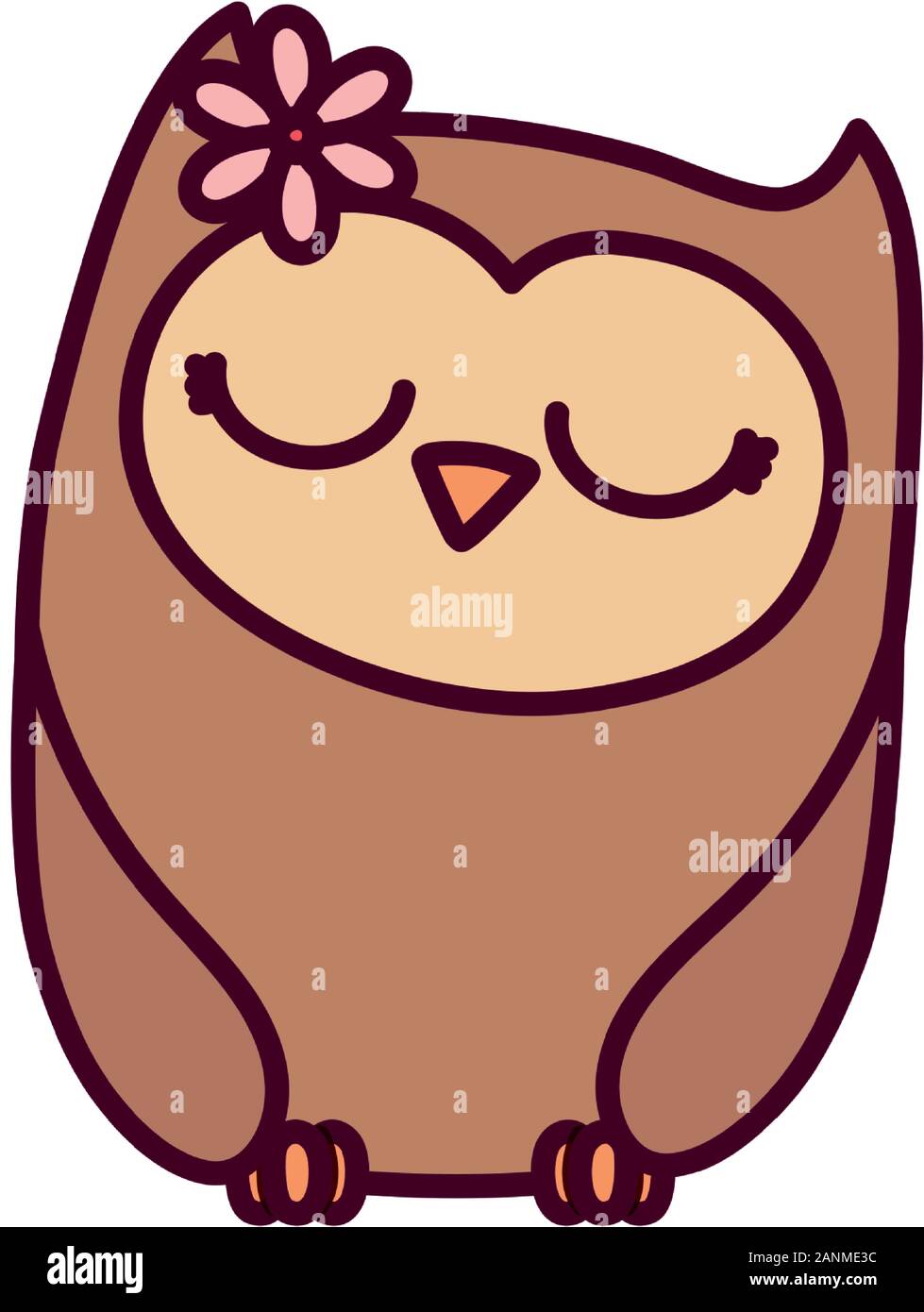 cute animal owl bird female cartoon icon on white background vector ...