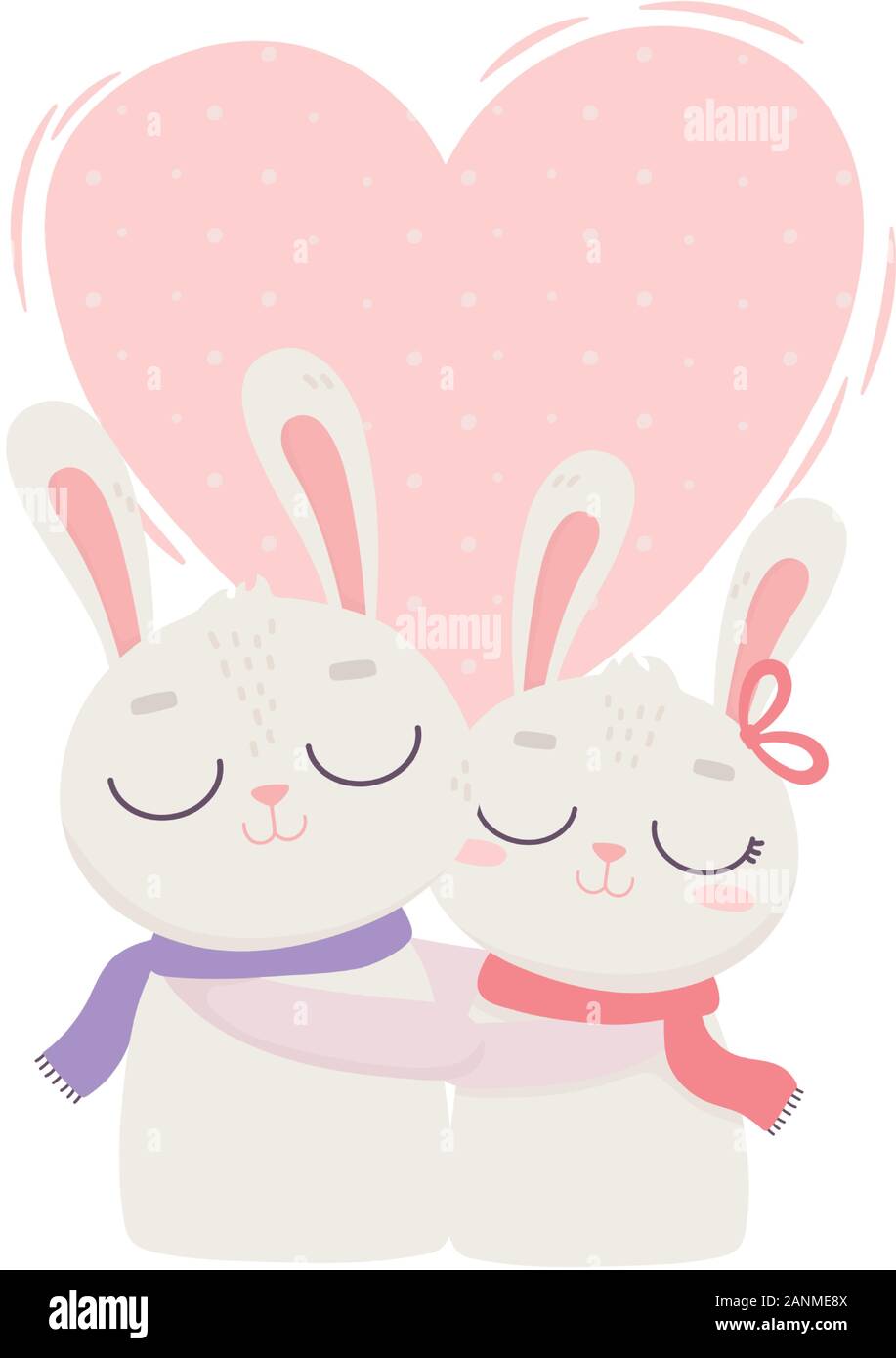 happy valentines day, cute bunny couple heart love romantic celebration ...