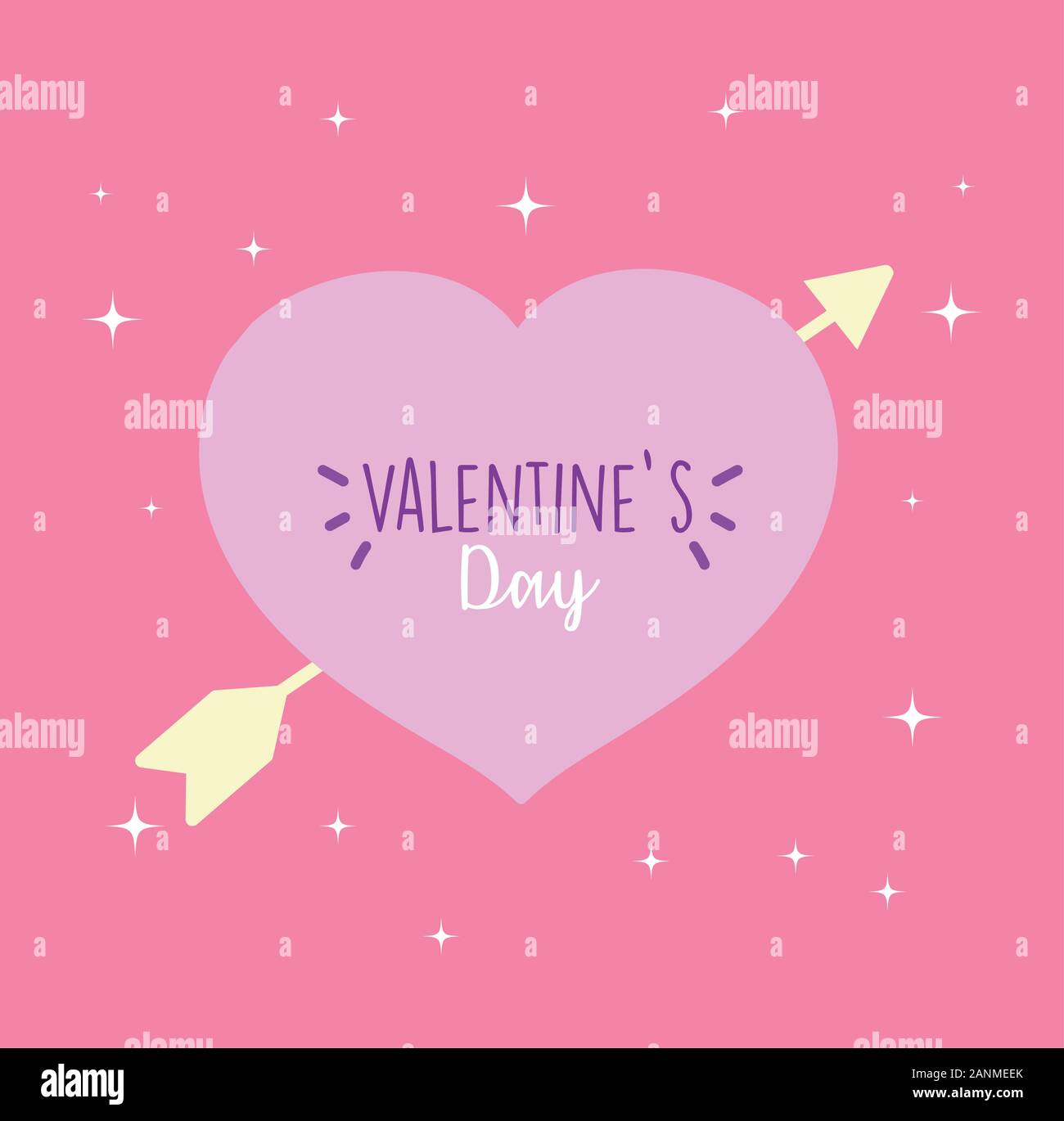 happy valentines day, cute heart pierced arrow romantic vector ...