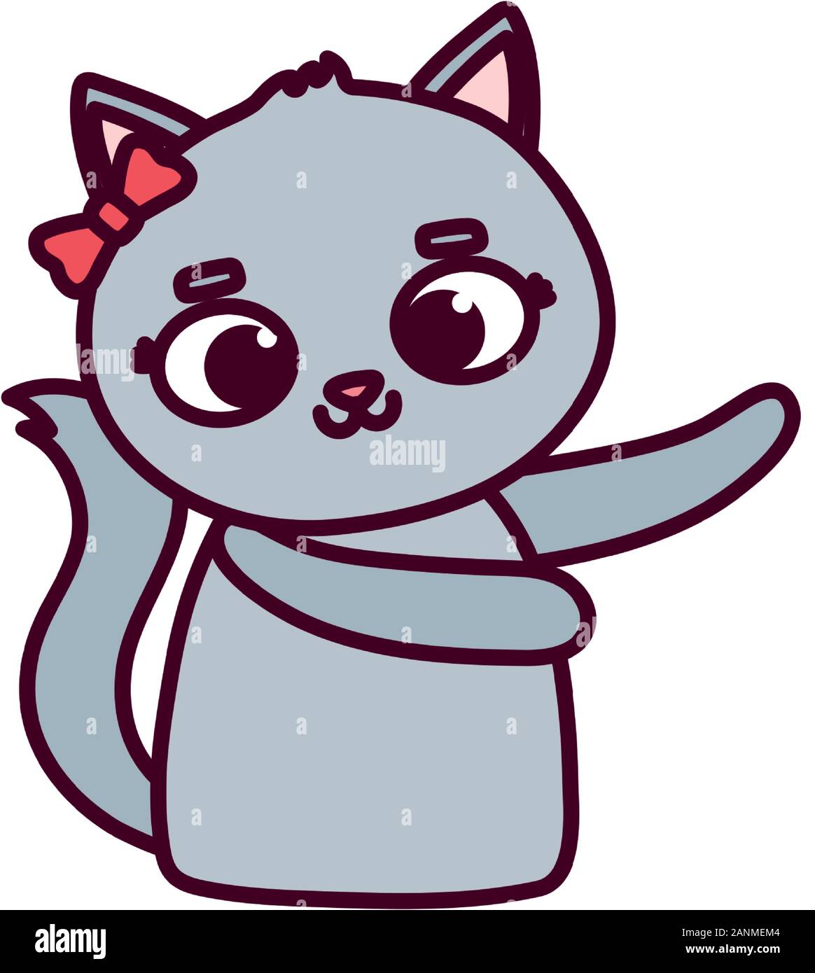 cute animal female cat with bow cartoon character vector illustration ...