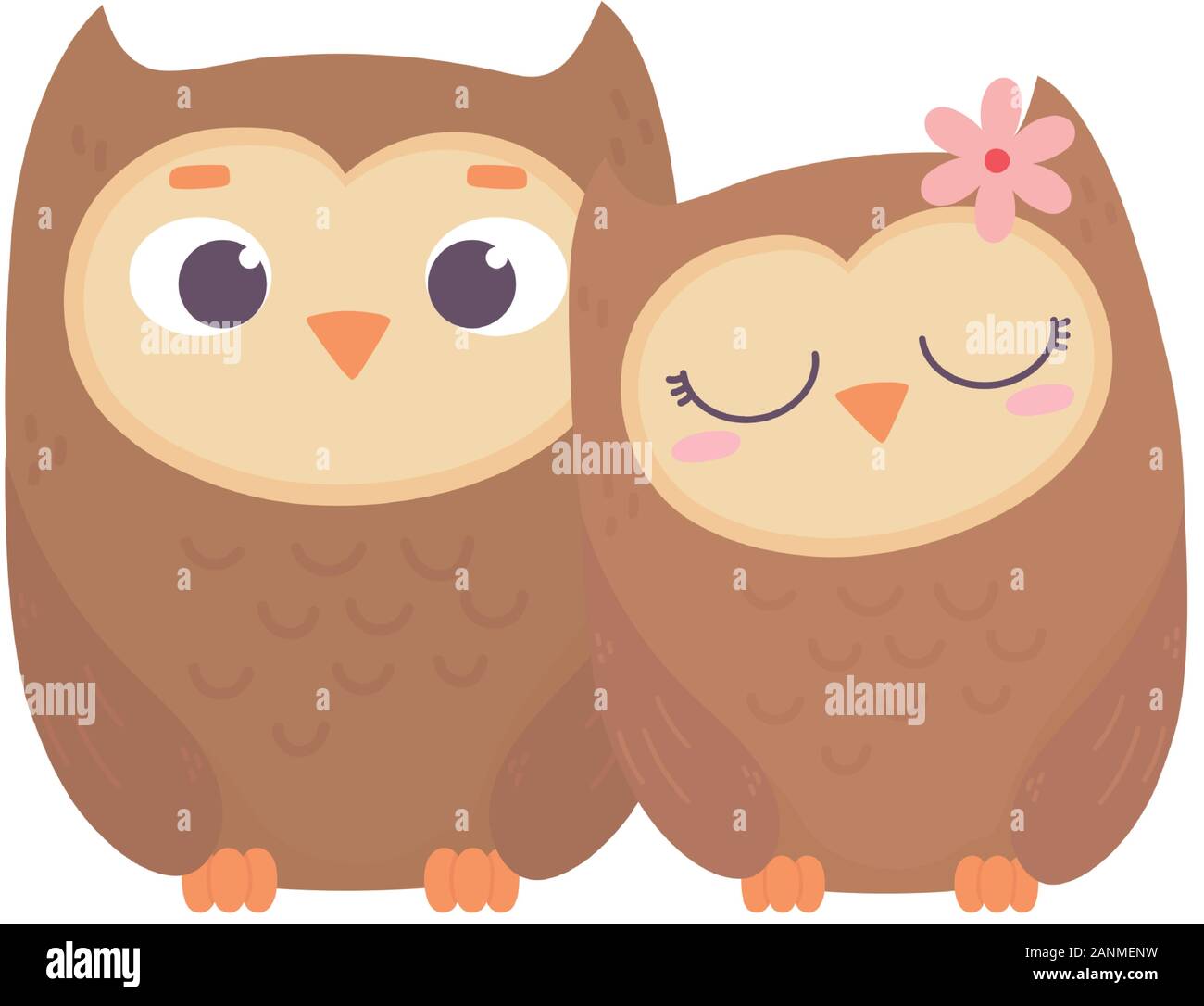 happy valentines day, cute couple owls love romantic vector ...