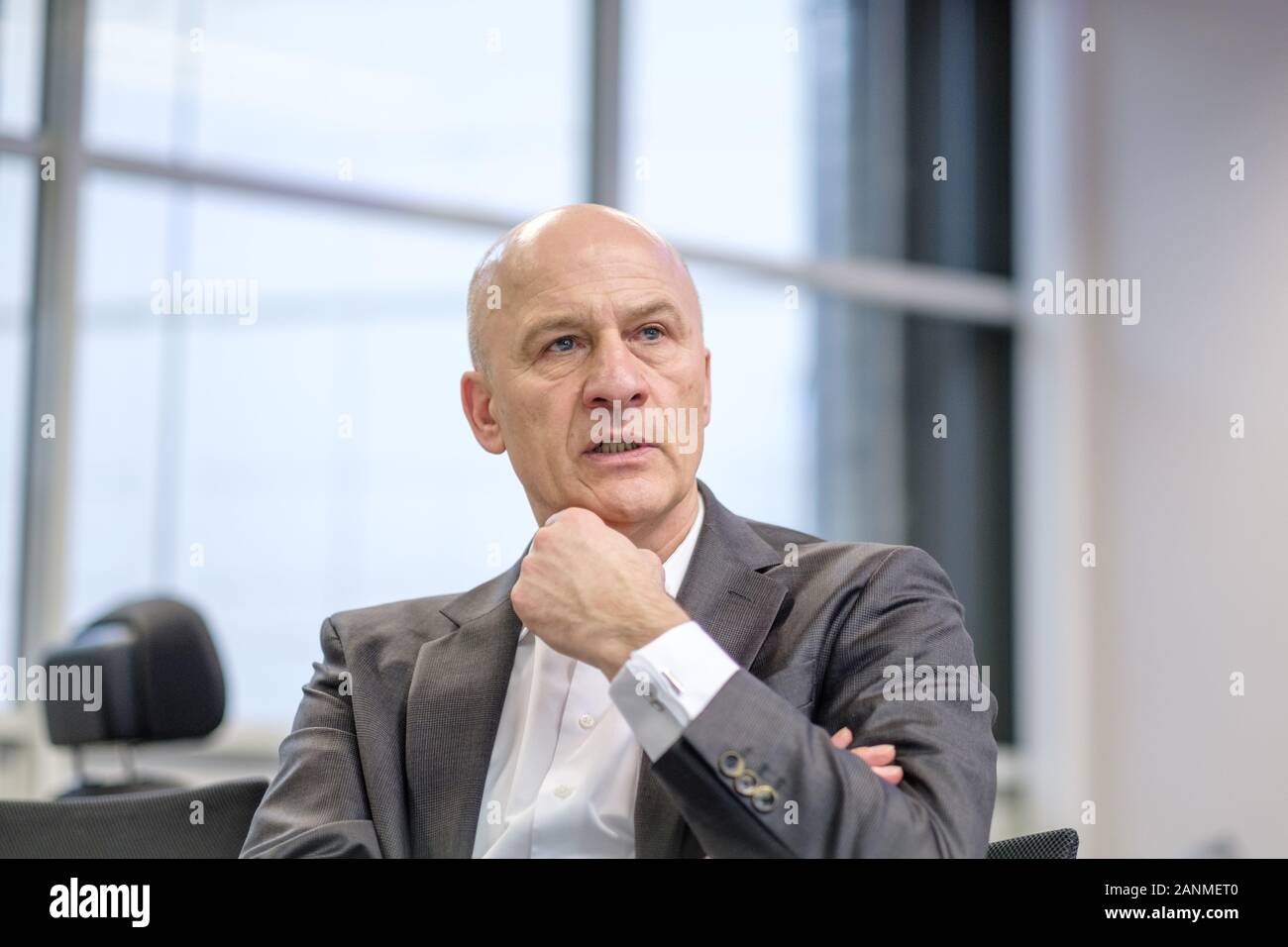 Wolfsburg, Germany. 15th Jan, 2020. CFO Frank Witter speaks during an ...