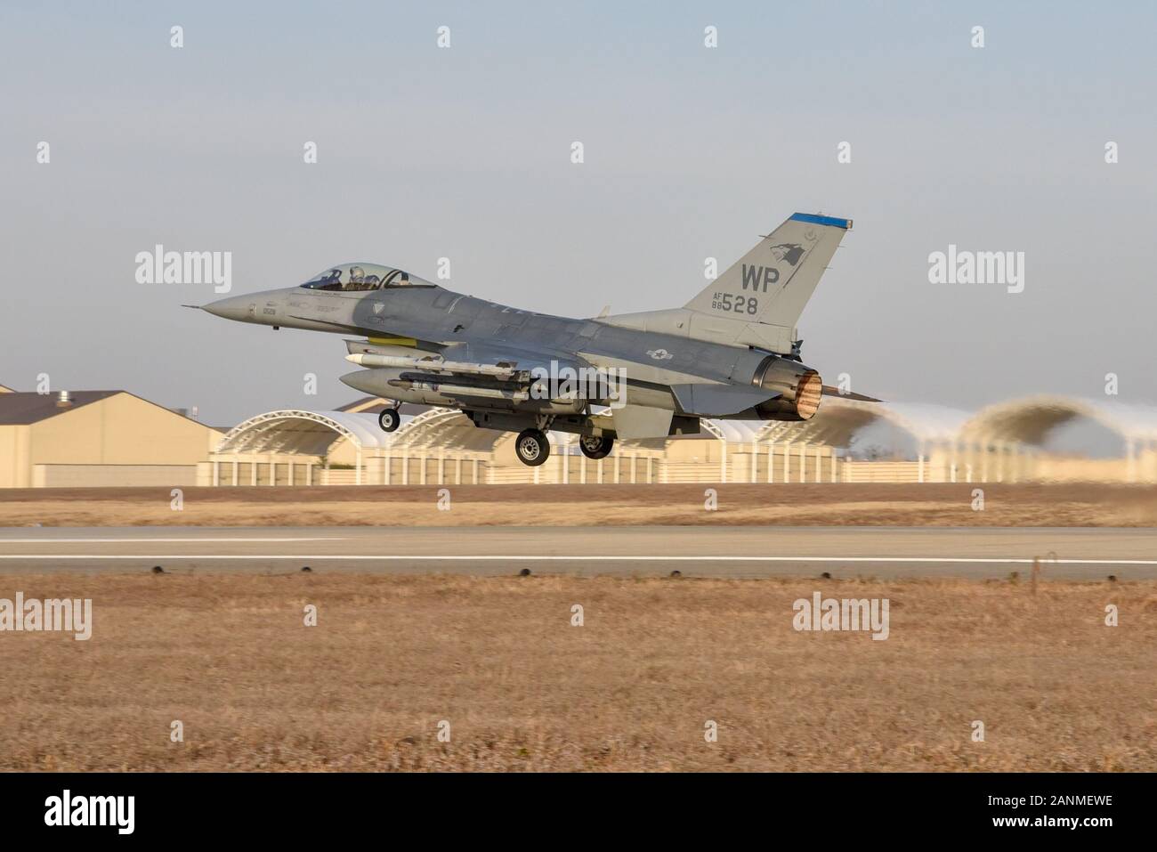 A U.S. Air Force F-16 Fighting Falcon assigned to the 35th Fighter ...