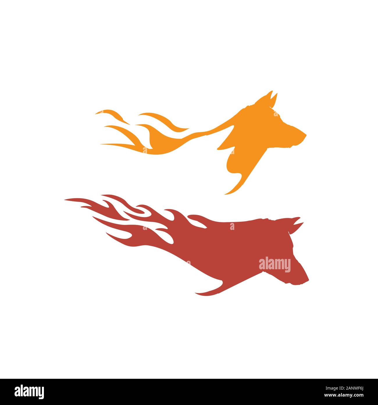 simple powerfull fire dog logo design vector branding template Stock ...