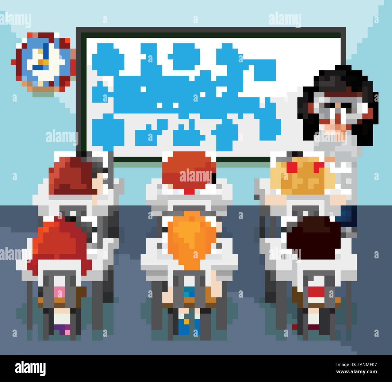 Science teacher teaching students in classroom illustration Stock ...